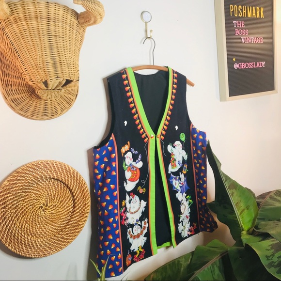 Vintage | Jackets & Coats | Vtg Retro Vsco 9s Spooky Halloween Ghost ...